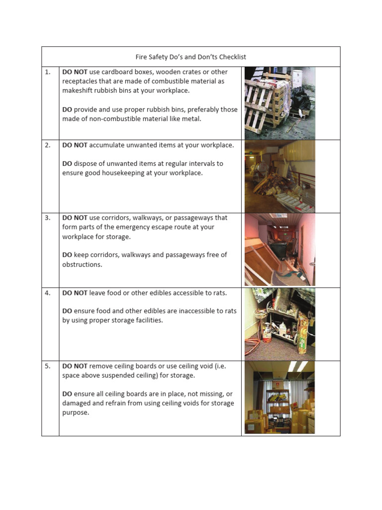 Fire Prevention Do and Dont Checklist | PDF