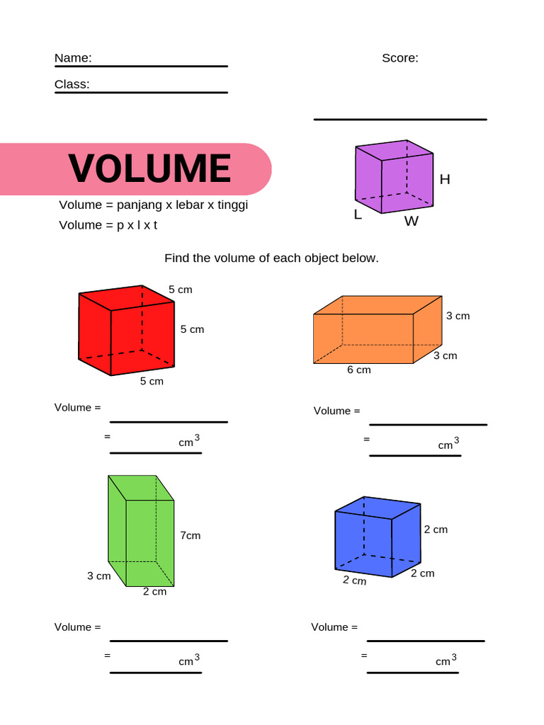 Volume Worksheet White Minimalist | PDF