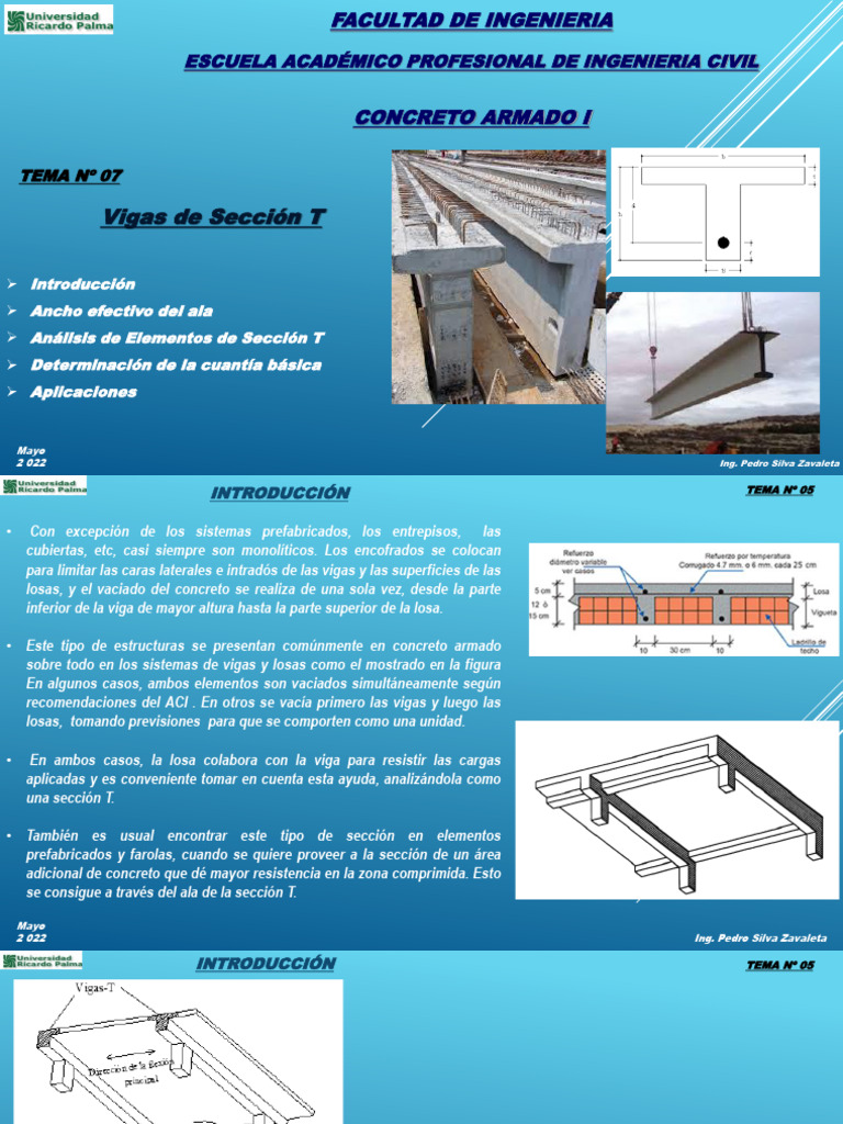 Tema No 07 Vigas de Sección T | PDF | Viga (Estructura) | Hormigón