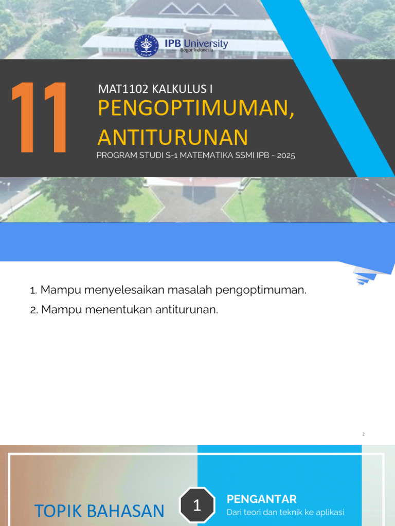 Slide Kuliah Ke-11 MAT1102 Kalkulus I - Edisi 2025 | PDF