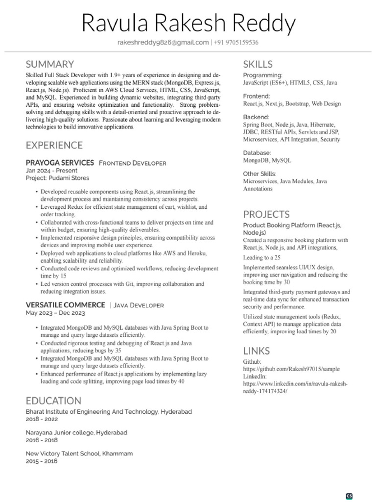 Rakesh MYResume | PDF