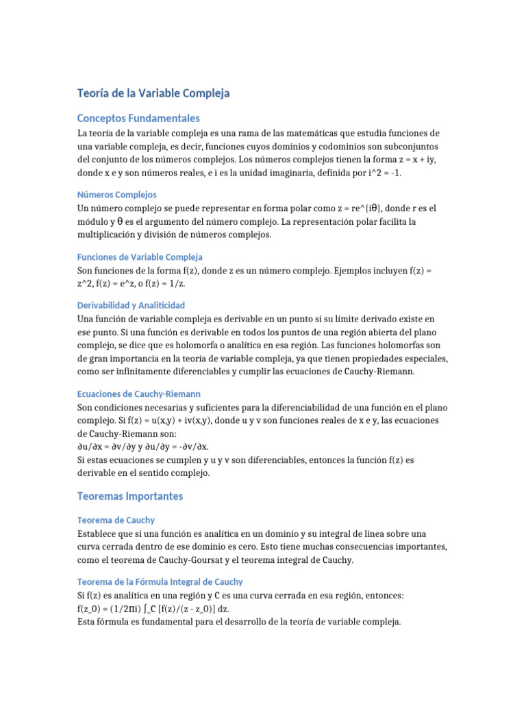 Variable Compleja | PDF | Análisis complejo | Número complejo
