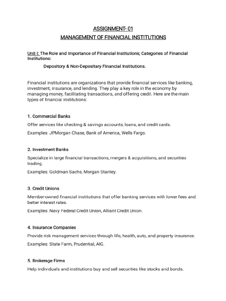 Management of Financial Institutions | PDF