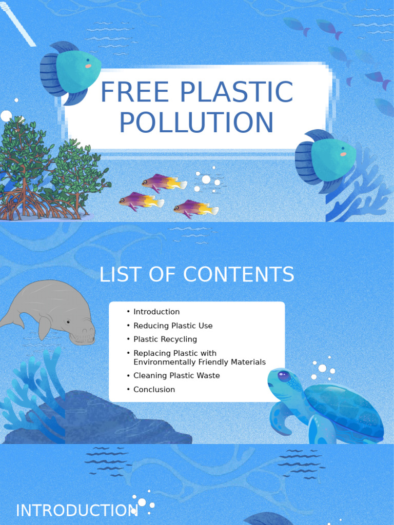 Blue Illustrative Free Plastic Pollution Presentation | PDF