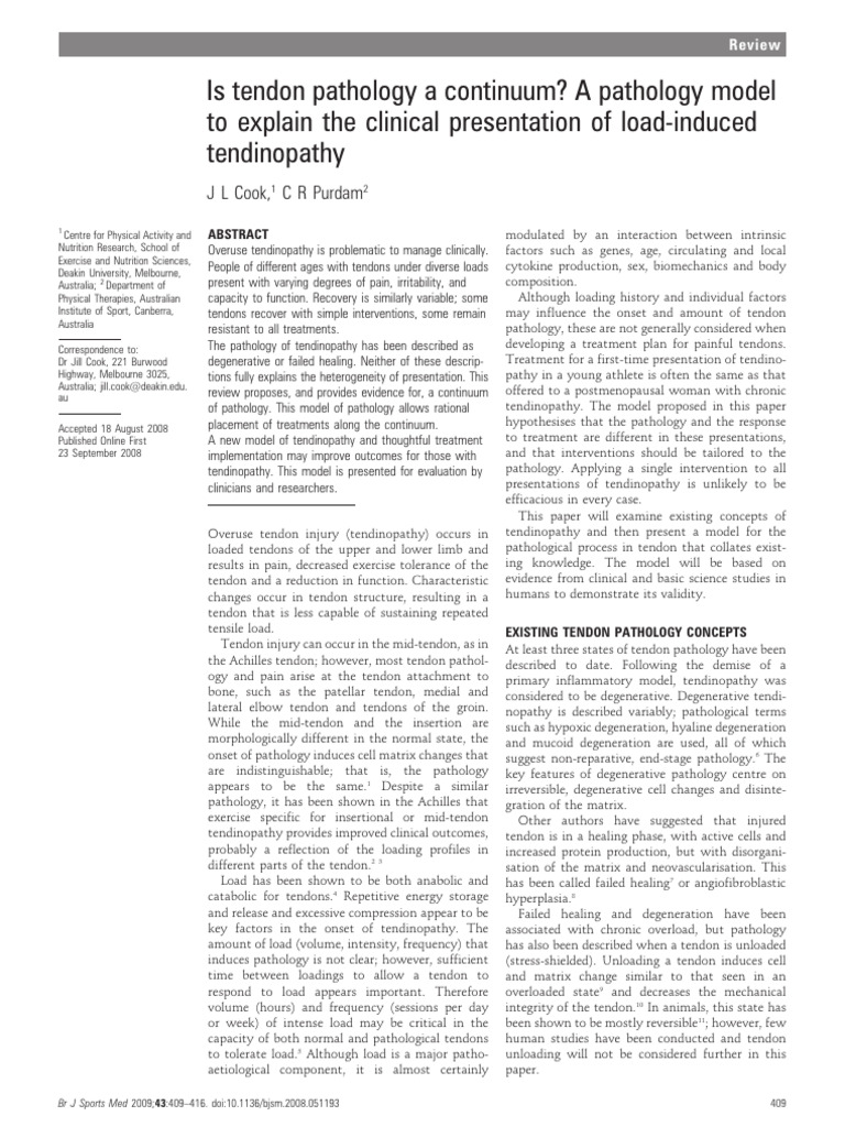 Continuum Model of Tendon Pathology | PDF | Tendon | Clinical Medicine
