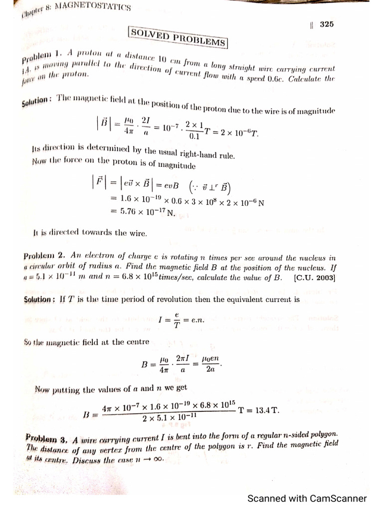 Solved Problems On Magnetostatics | PDF