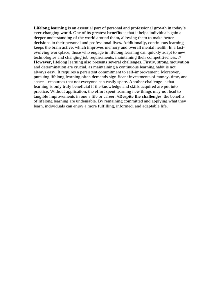 Benefits and Challenges of Lifelong Learning | PDF