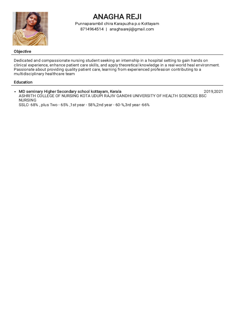 Nursing Student Internship Resume | PDF