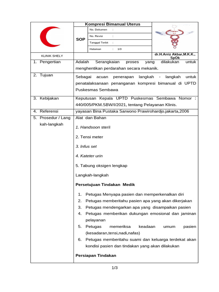 Prosedur Kompresi Bimanual Uterus | PDF