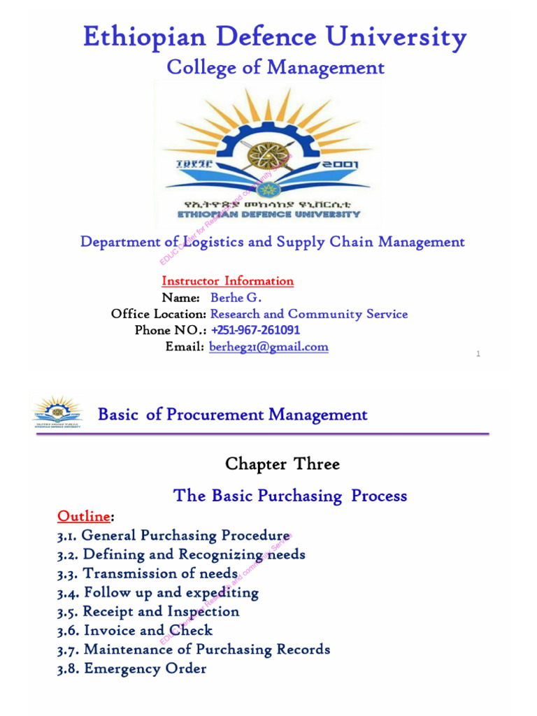 Procurement Ch 3 Class | PDF