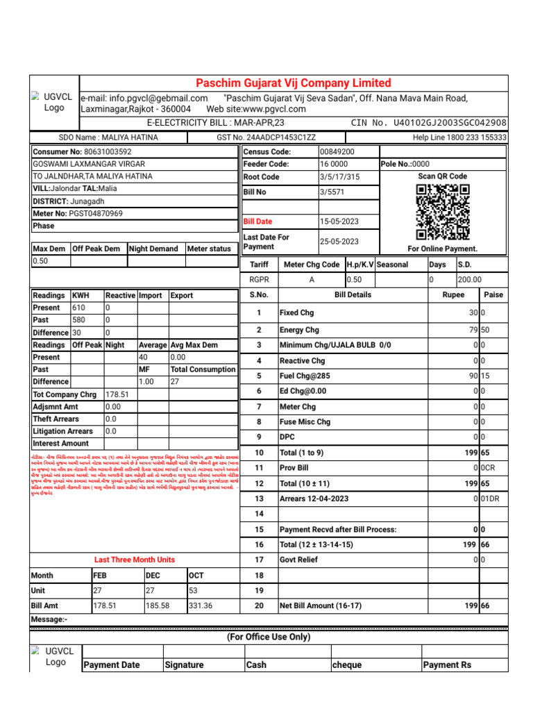 21-06-2023 pgvcl bill | PDF