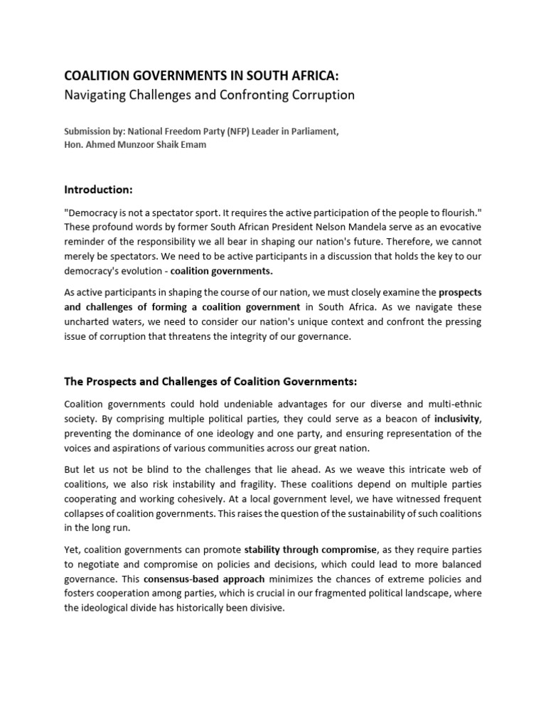 Coalition SUBMISSION - Docx National Freedom Party | PDF | Governance ...