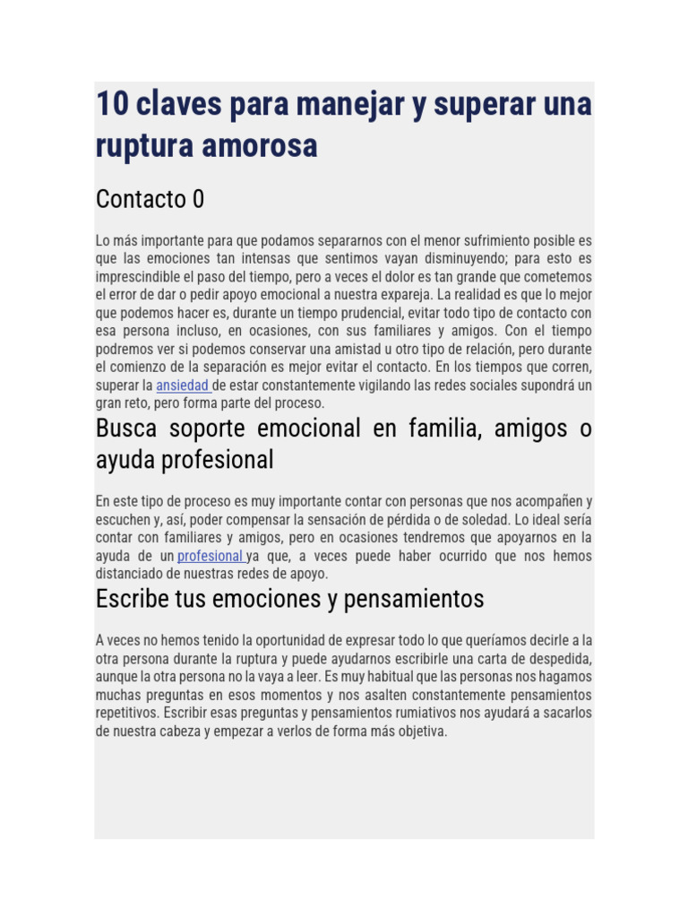 10 Claves para Superar una Ruptura | PDF | Sufrimiento | Las emociones