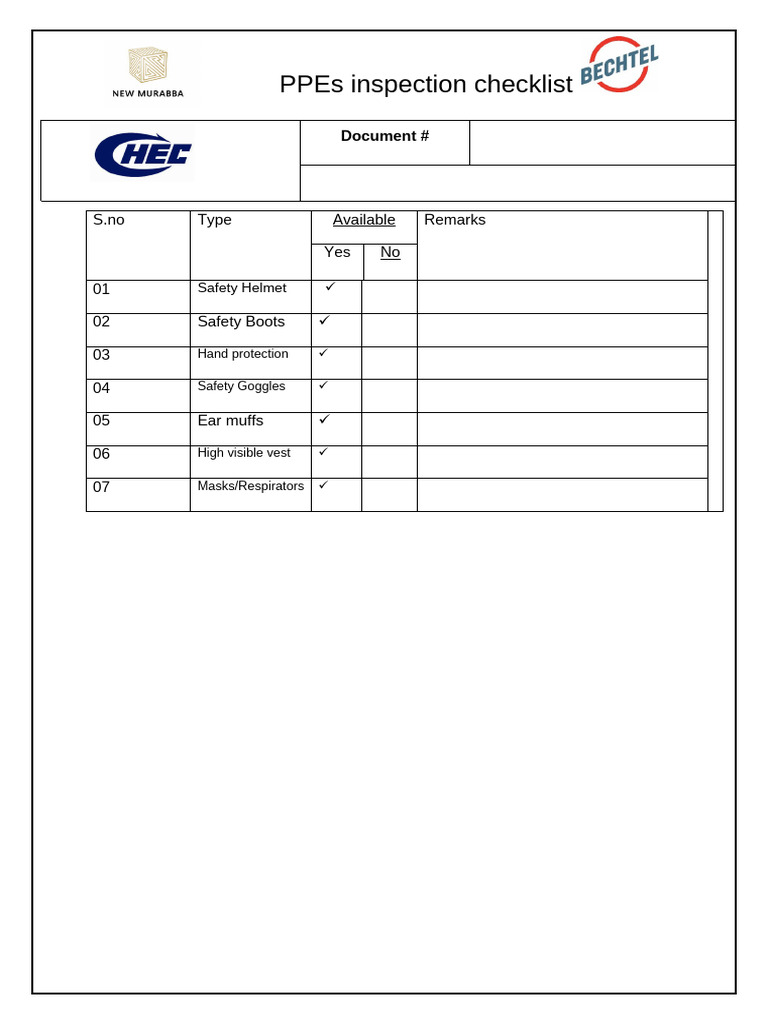 PPE Inspection Checklist | PDF
