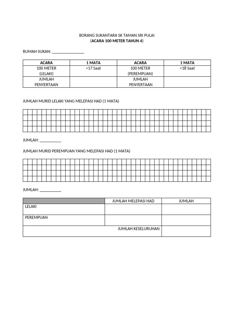 Borang Sukantara Larian Dan Lompat Jauh (1) | PDF