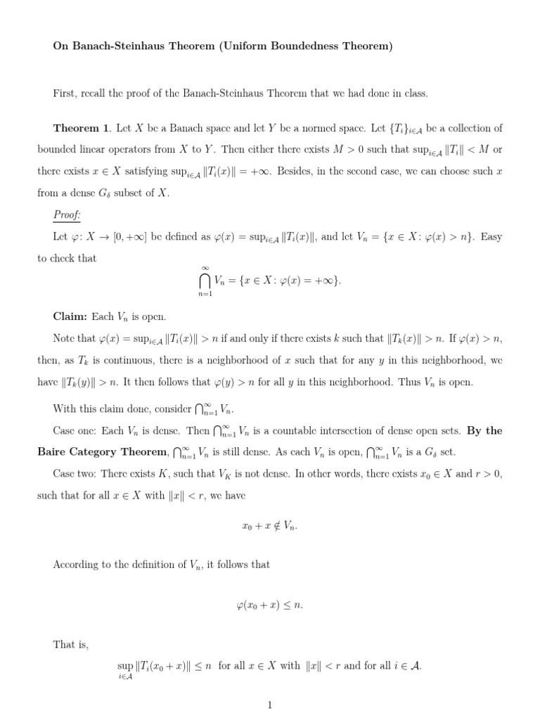Banach Steinhaus Theorem | PDF | Geometry | General Topology