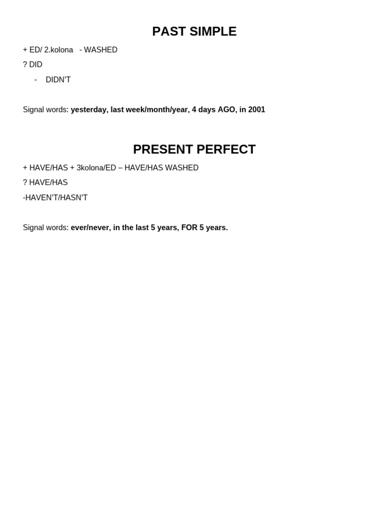 Past Simple Present Perfect | PDF