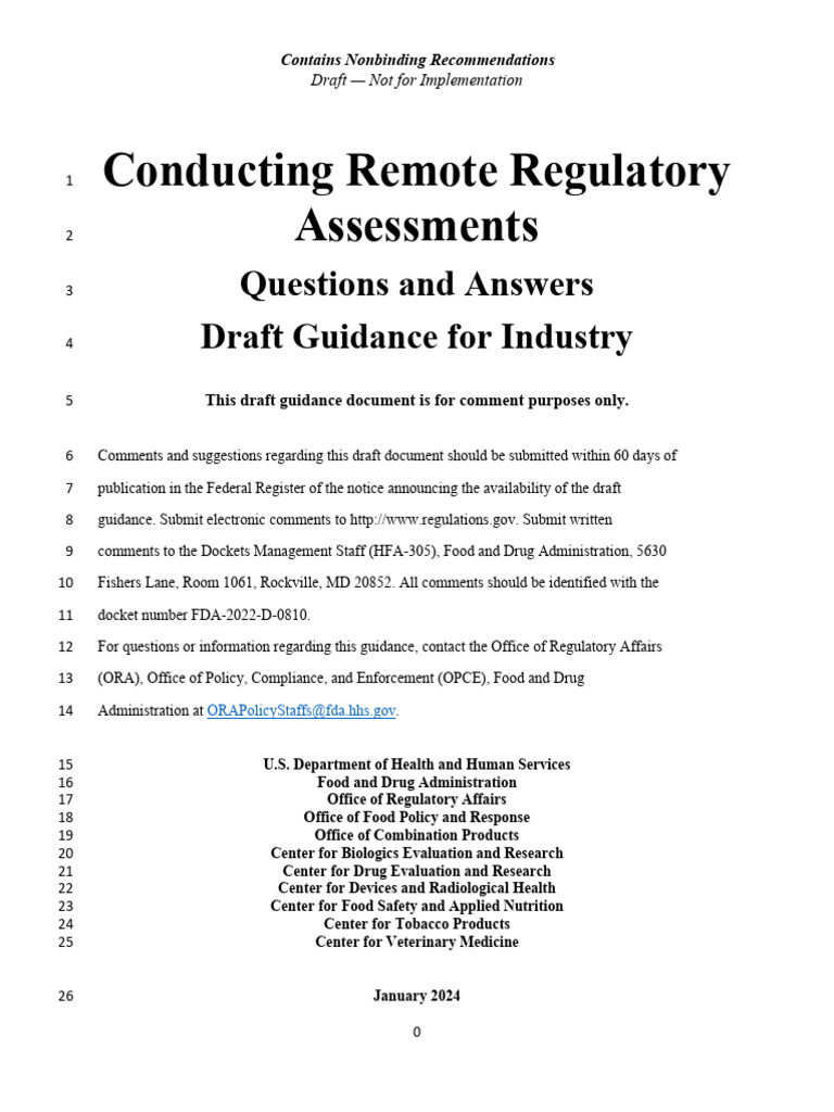 Usfda Remote Regulatory Assessments | PDF | Food And Drug Administration | Medical Device