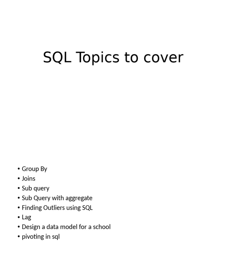 Topics To Cover | PDF