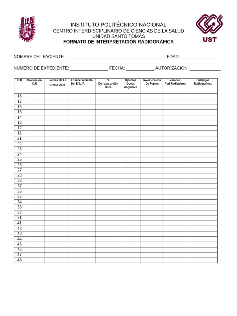 Formato RX Perio | PDF