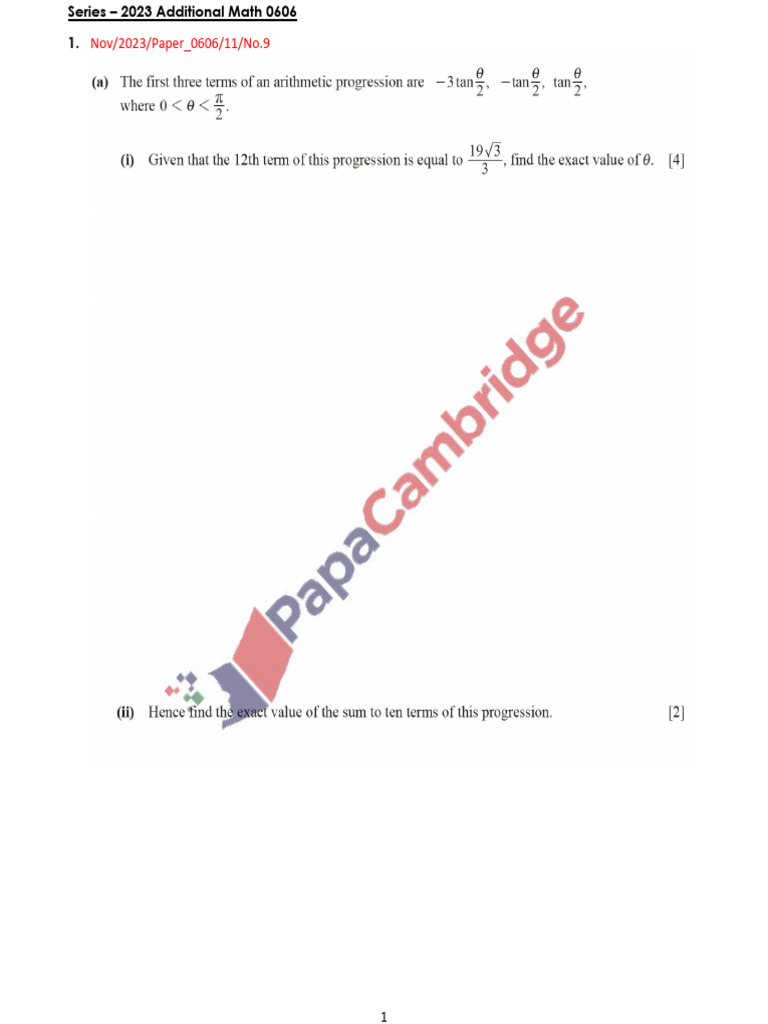 2023 Additional Math Paper Series | PDF