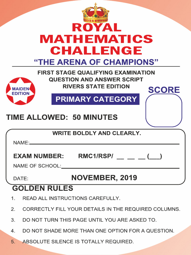 Primary 2019 Past Question | PDF