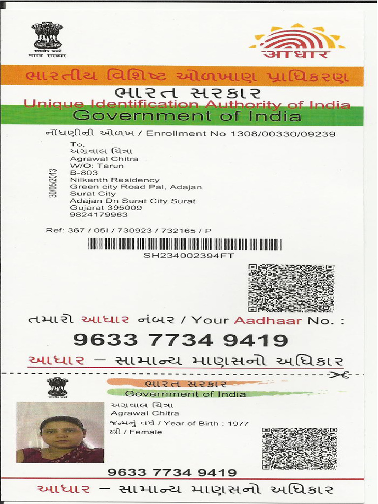 Chitra Aadhar | PDF