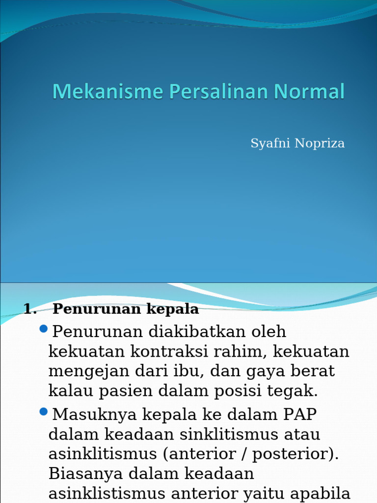 Mekanisme Persalinan Normal | PDF