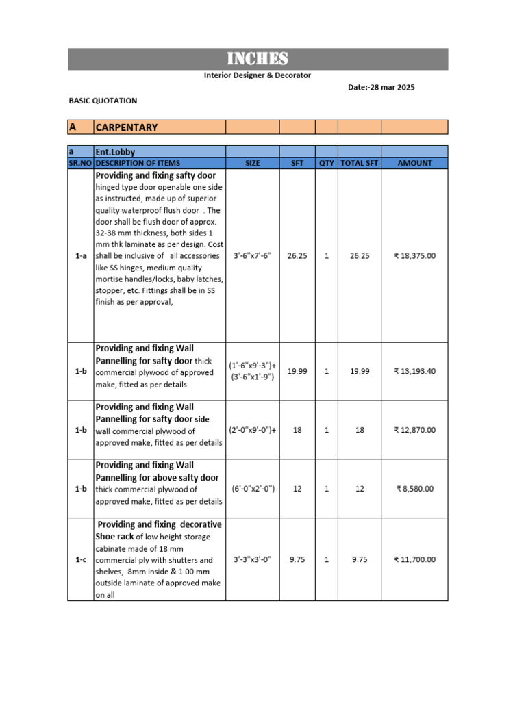 Moshi New Quotation - Xlsxactual | PDF | Plywood | Door