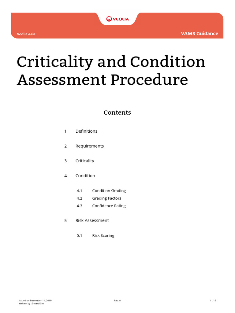05 Criticality and Condition Assessment v2 201911211 | PDF | Risk