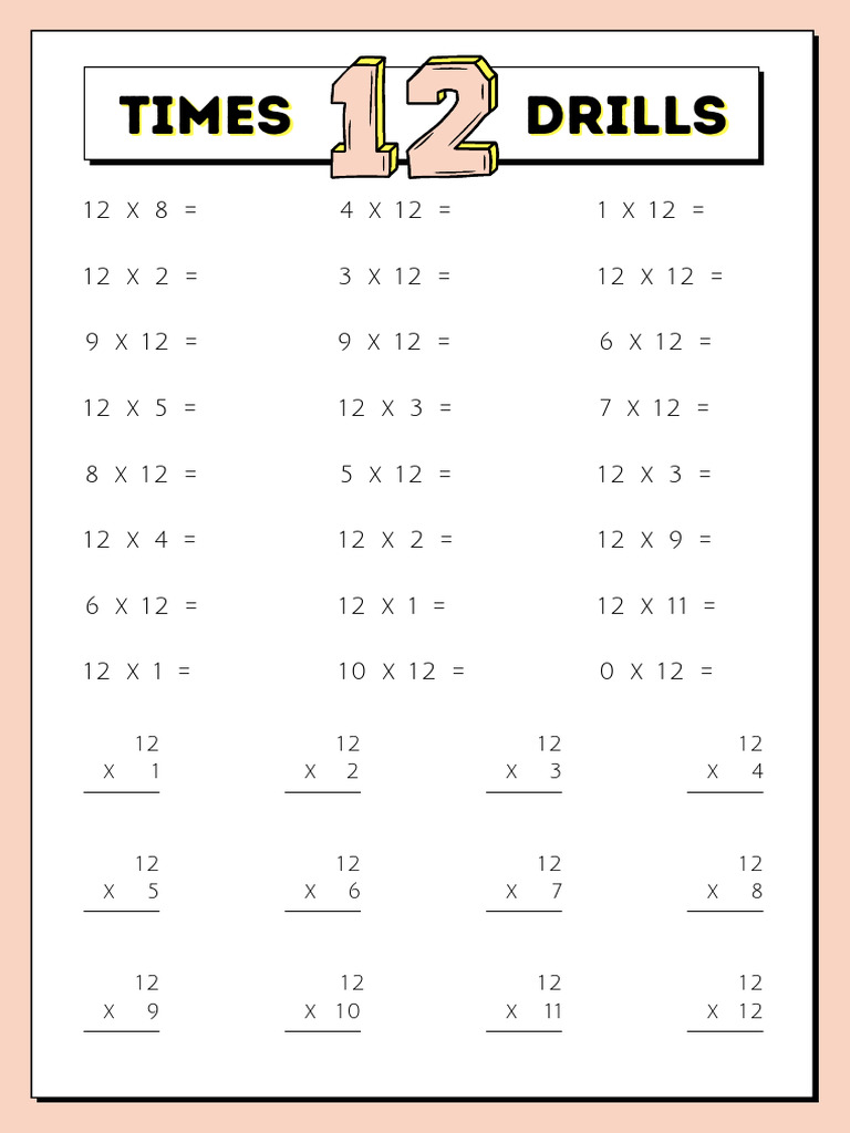 12 Times Table Worksheet | PDF