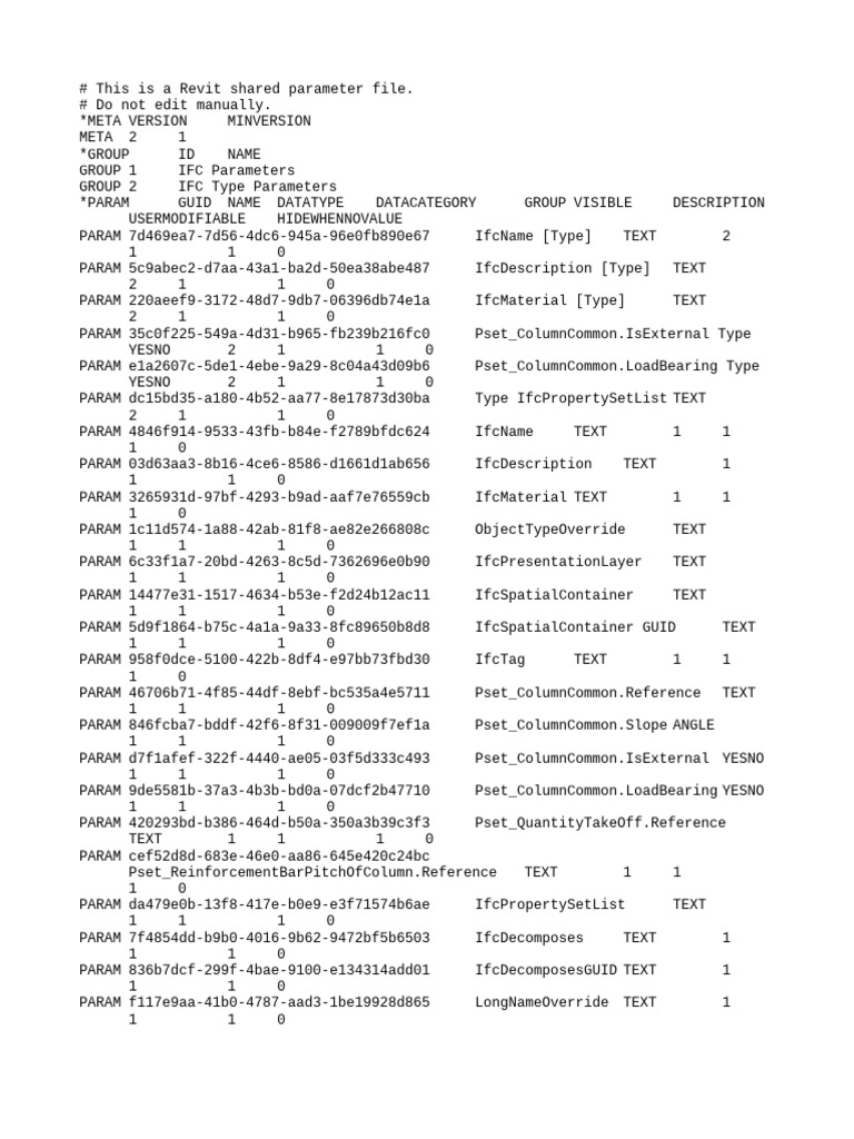 UNTUK GABUNG - Ifc.sharedparameters | PDF | Computer Programming | Software Engineering