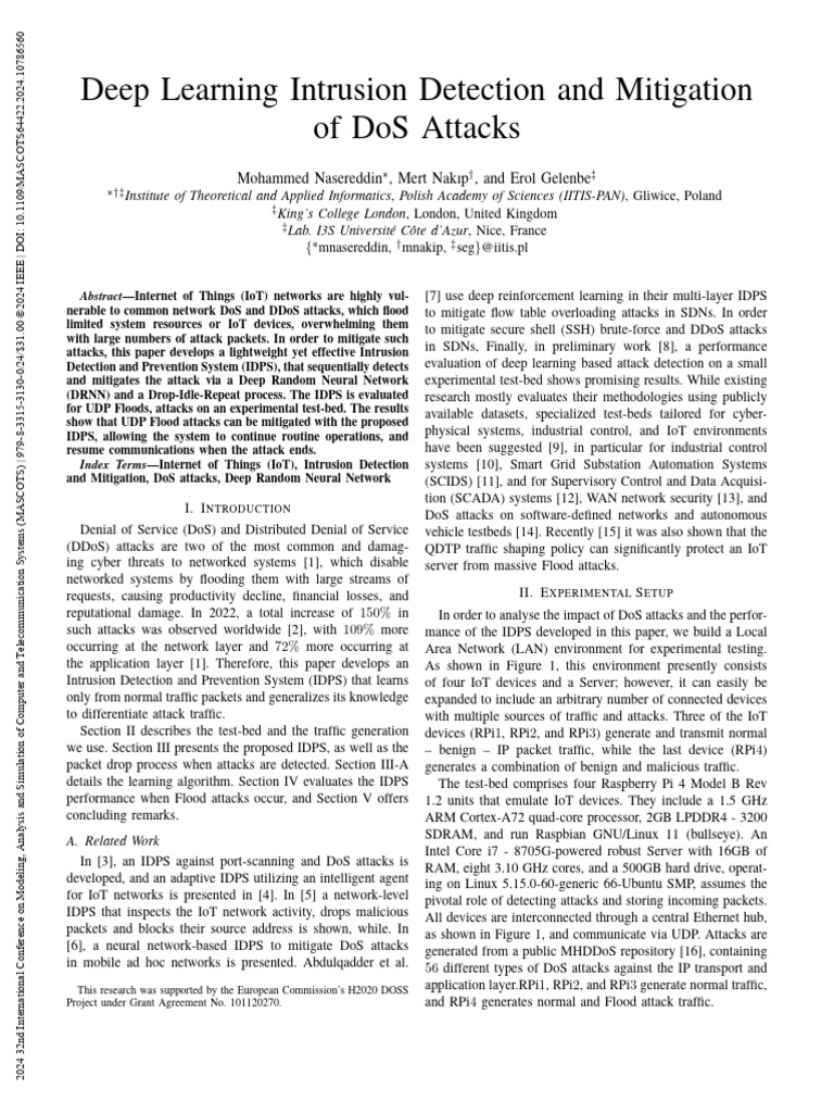 Deep Learning Intrusion Detection and Mitigation of DoS Attacks | PDF | Denial Of Service Attack ...