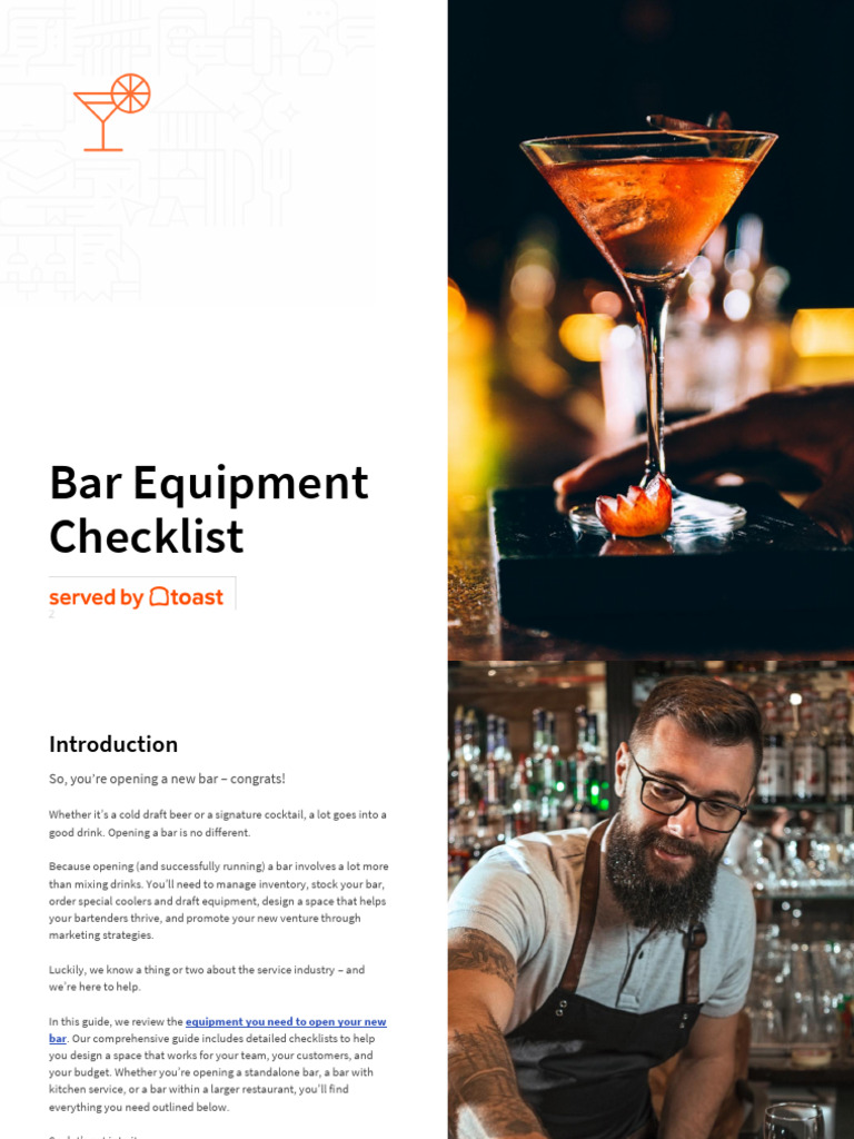 Toast Bar Equipment Checklist | PDF | Refrigerator | Drink