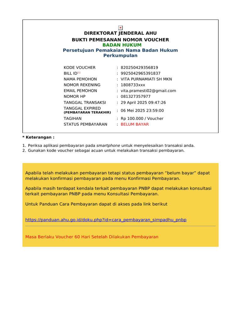 Bukti Pemesanan Voucher | PDF