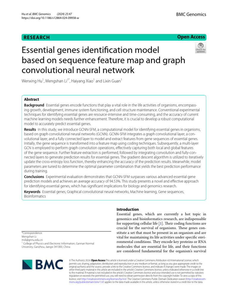 02 Essential Genes Identification Model Based On Sequence Feature Map and Graph Convolutional ...