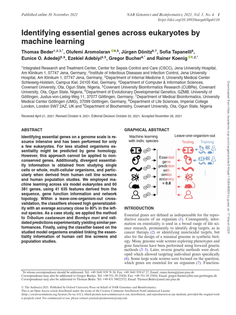 03 Identifying Essential Genes Across Eukaryotes by Machine Learning ...