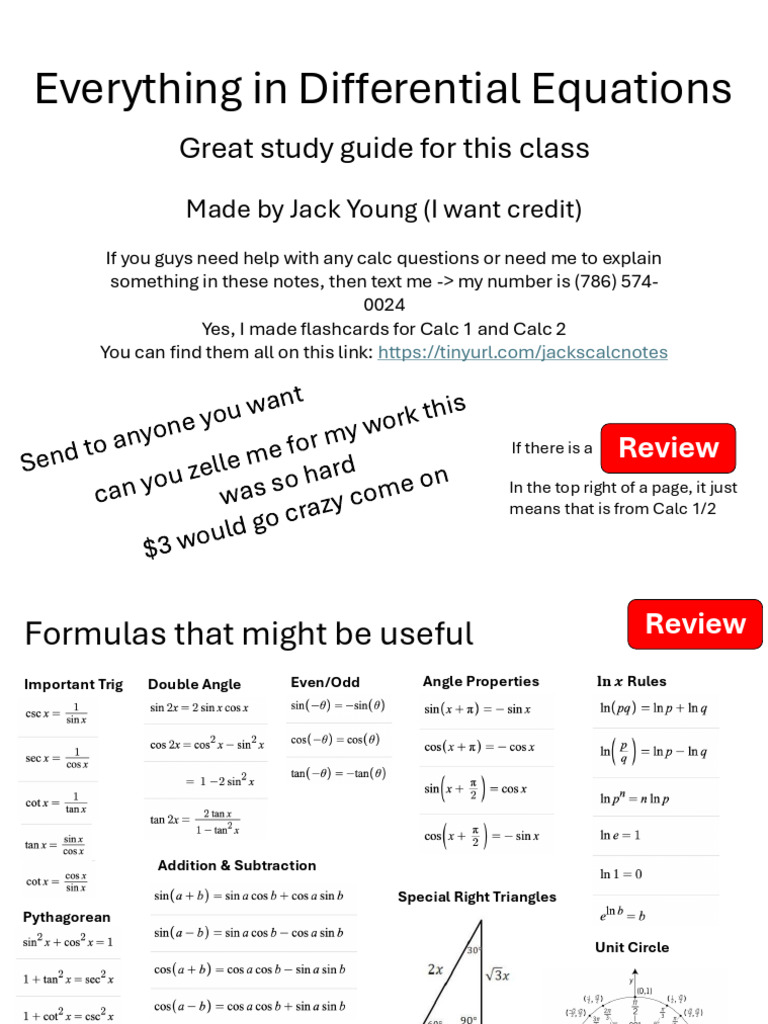 Diff Eq Everything We Learned | PDF | Ordinary Differential Equation ...