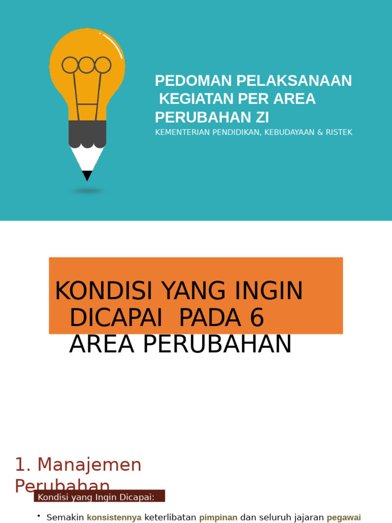 Pedoman 6 Area Perubahan ZI Kemdikbud | PDF