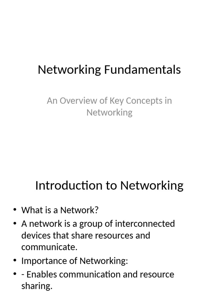 Networking Fundamentals Overview | PDF