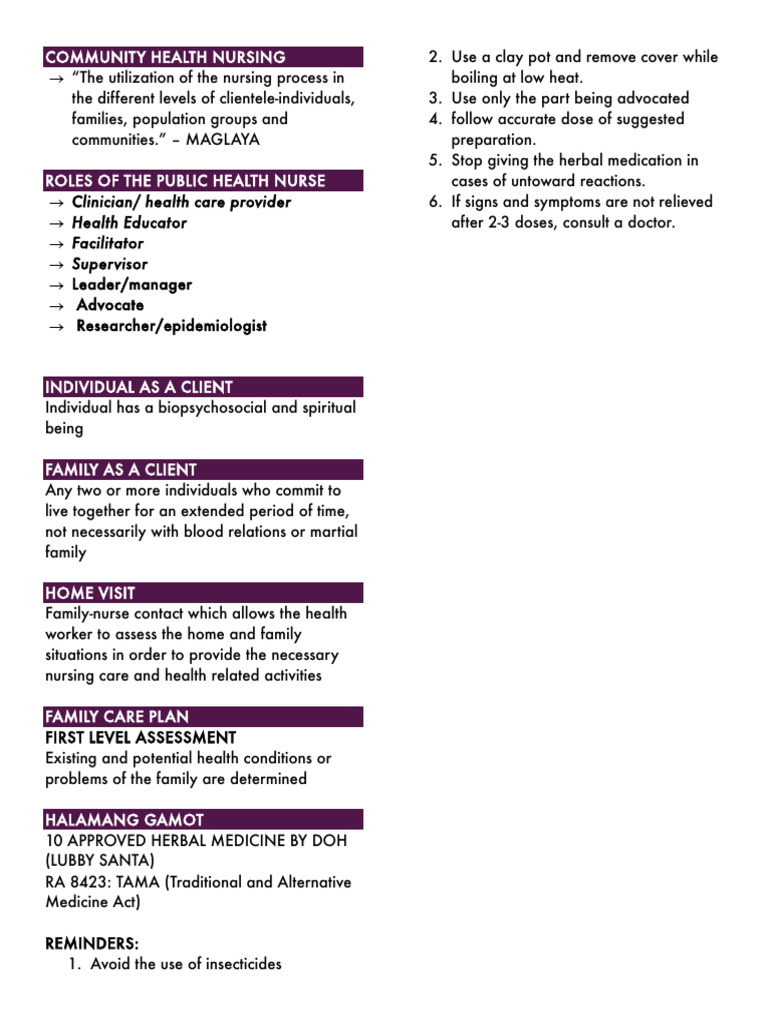 Community Health Nursing 2 | PDF