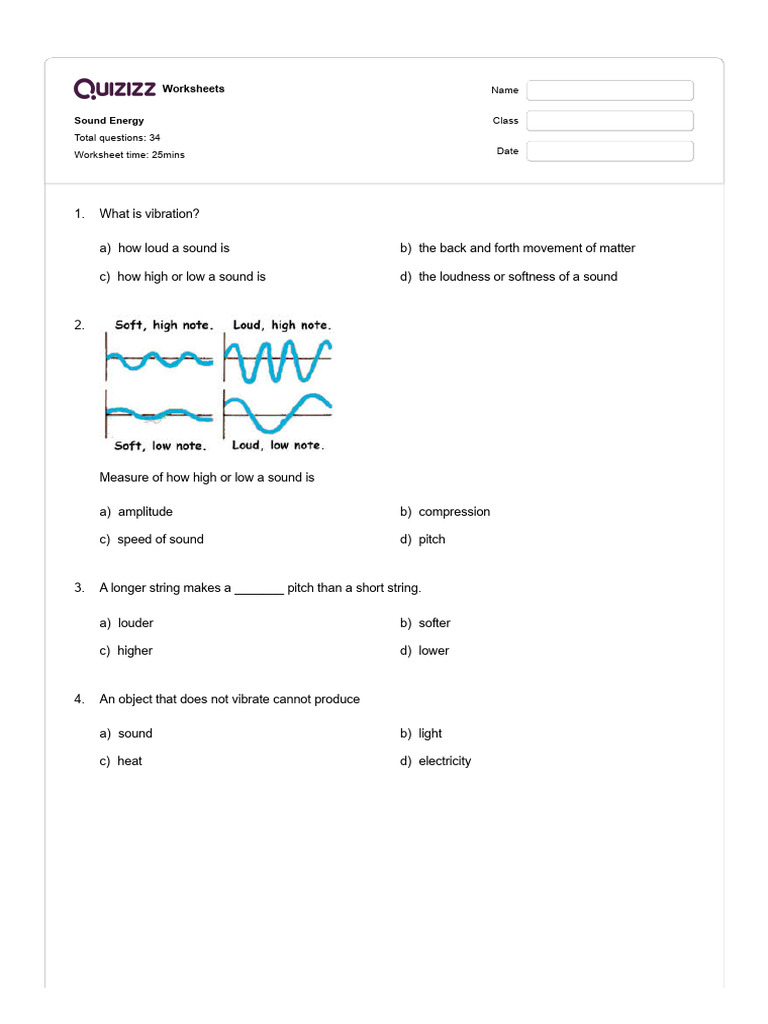 G5 Sound Energy - Quizizz | PDF | Sound | Waves