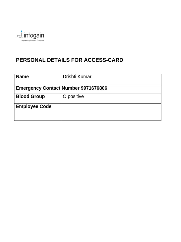 Access Card & Joining Report | PDF