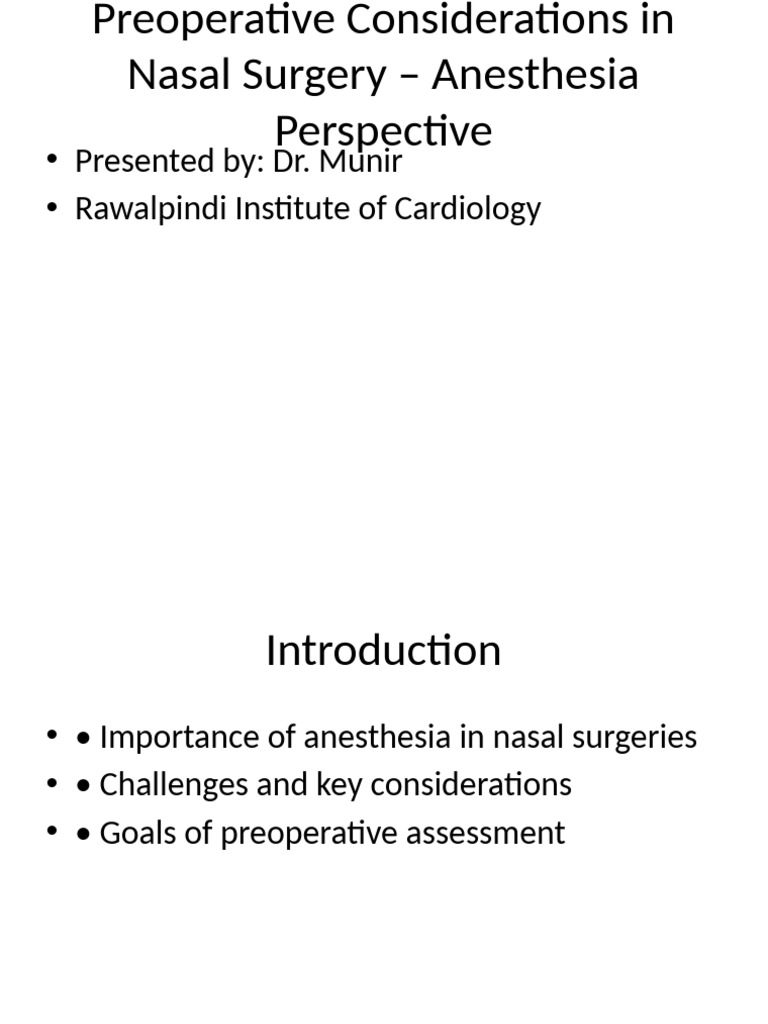Preoperative Considerations Nasal Surgery | PDF | Anesthesia | Surgery