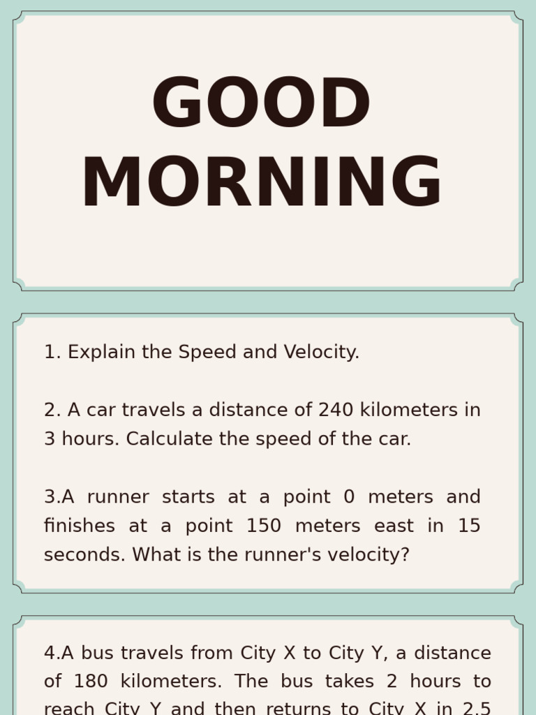 Speed Velocity Activity Ppt | PDF