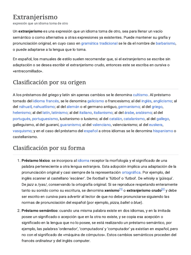 Extranjerismo: Definición y Tipos | PDF | Lengua española | Idioma en ...