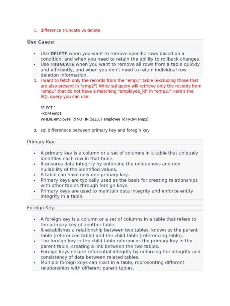 SQL Real Time Interview Questions and Answers | PDF | Computing | Sql
