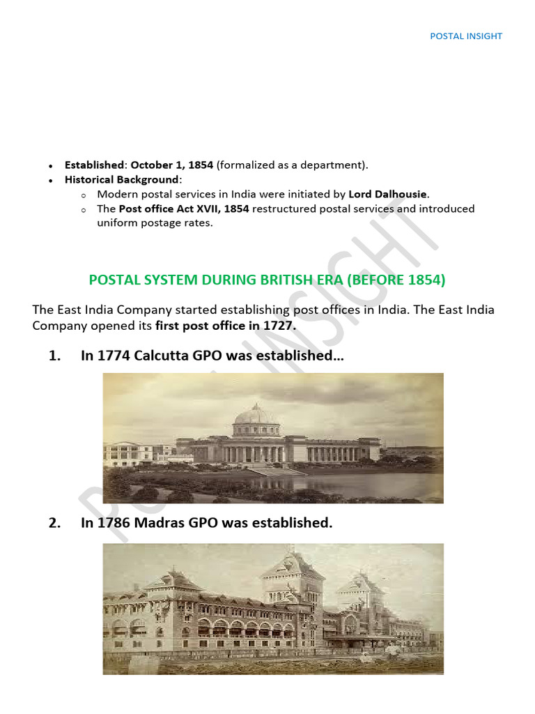 Organization of The Department of Posts GDS To MTS Lecture 1 PDF | PDF ...