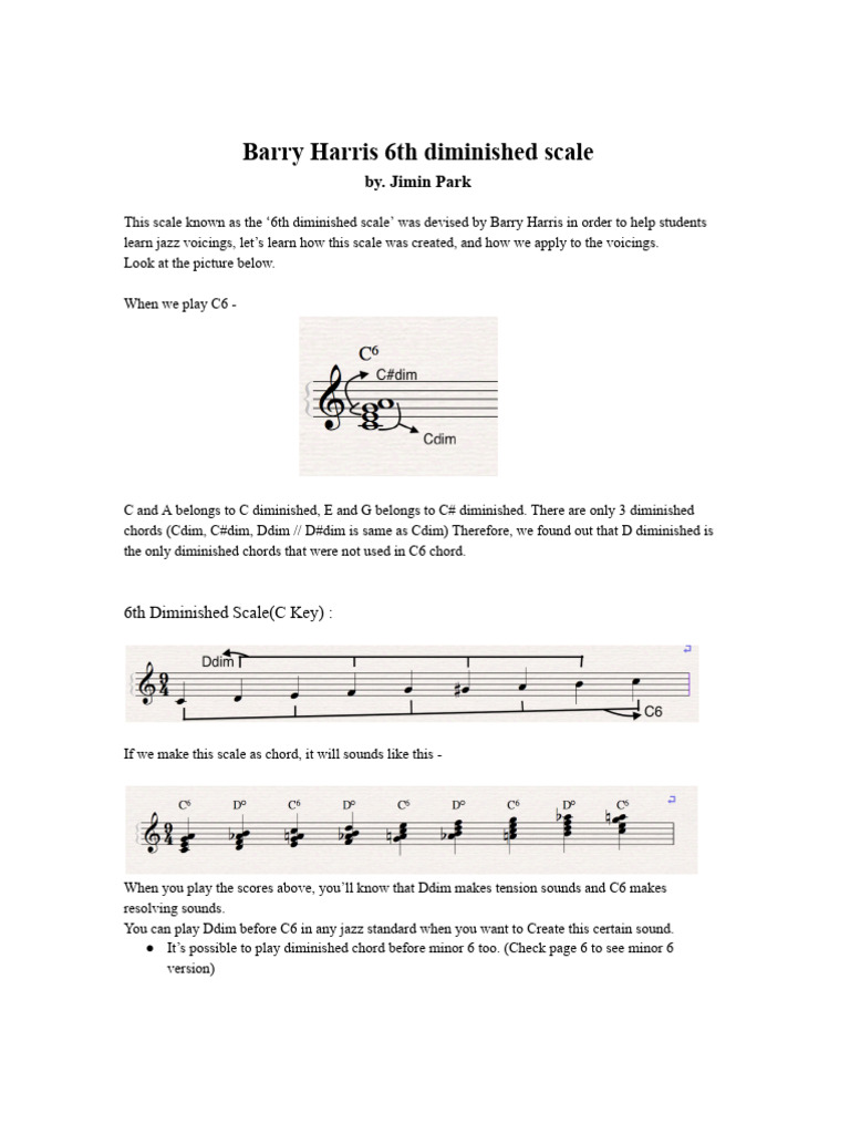 Barry Harris 6th Diminished Scale - English | PDF | Chord (Music) | Musical Techniques