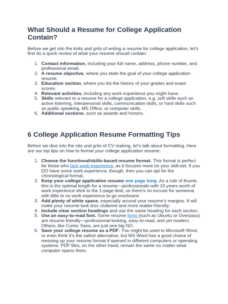 Crafting Your College Application Resume | PDF | Résumé | Microsoft Word